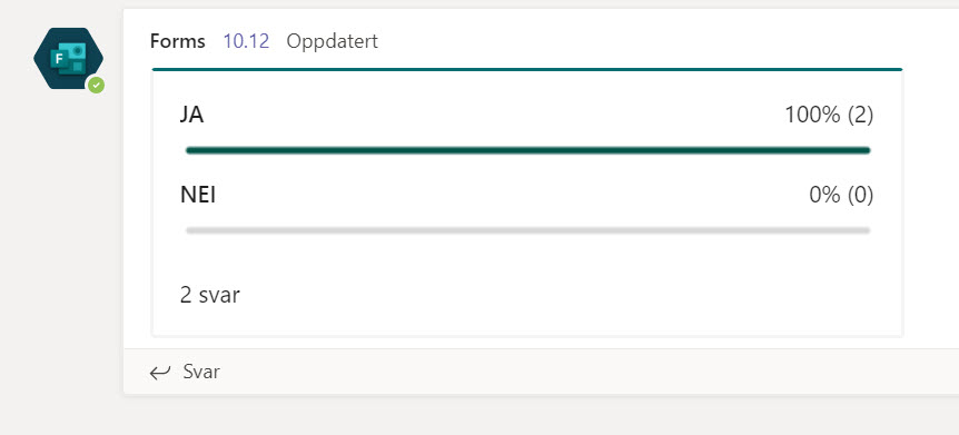 Hvordan lage en undersøkelse i Microsoft Teams kanal eller chat